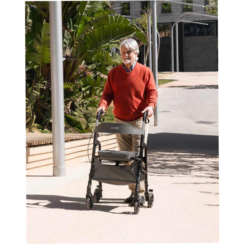Andador ligero con asiento y cesta
